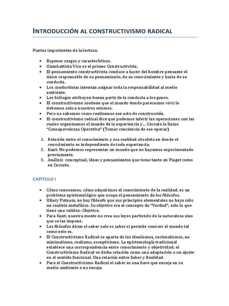 Introducción Al Constructivismo Radical | PDF | Realismo filosófico ...