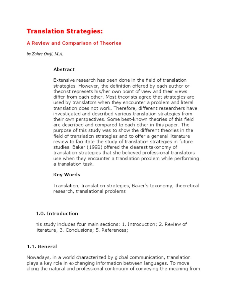 Translation Strategies | PDF