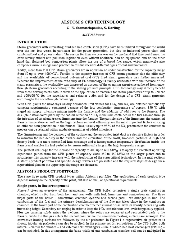 Alstom CFB | PDF | Furnace | Boiler
