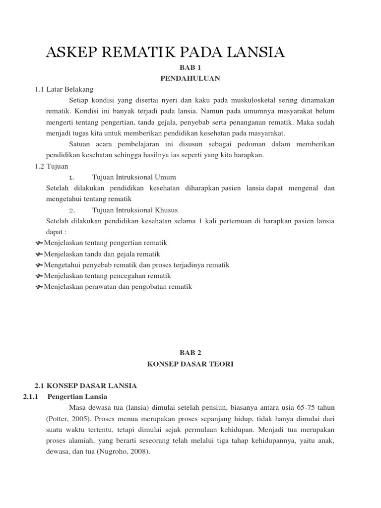 Askep Rematik Pada Lansia | PDF