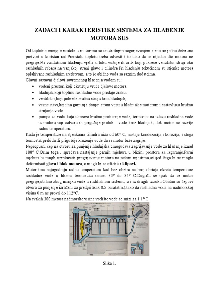 Zadaci i Karakteristike Sistema Za Hlađenje Motora Sus