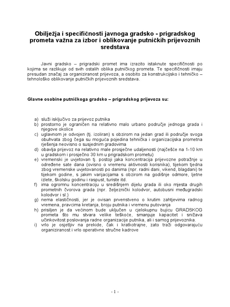 Tehnologija Gradskog Prometa 2 | PDF