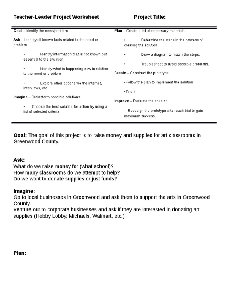 Teacher-Leader Project for Art Funding | PDF