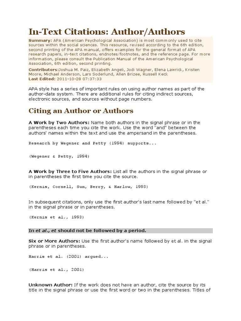 In Text Citation | PDF | Citation | Bracket