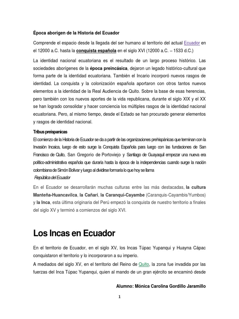 Época Aborigen y Conquista Inca en Ecuador | PDF | Imperio Inca | Ecuador