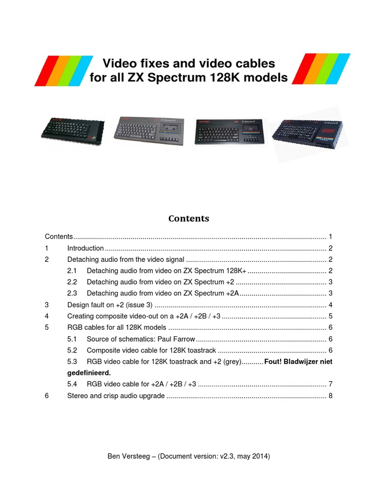 ZX Spectrum 128K Video Fixes and Video Cables | PDF | Computer ...