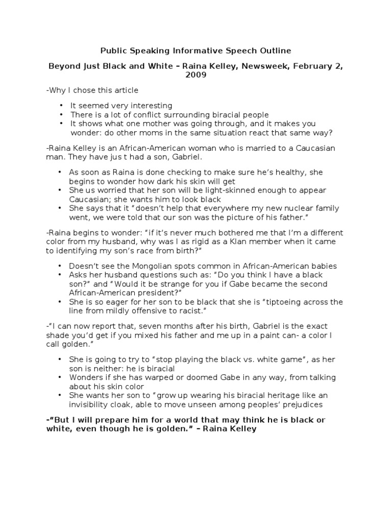 Public Speaking Informative Speech Outline | PDF