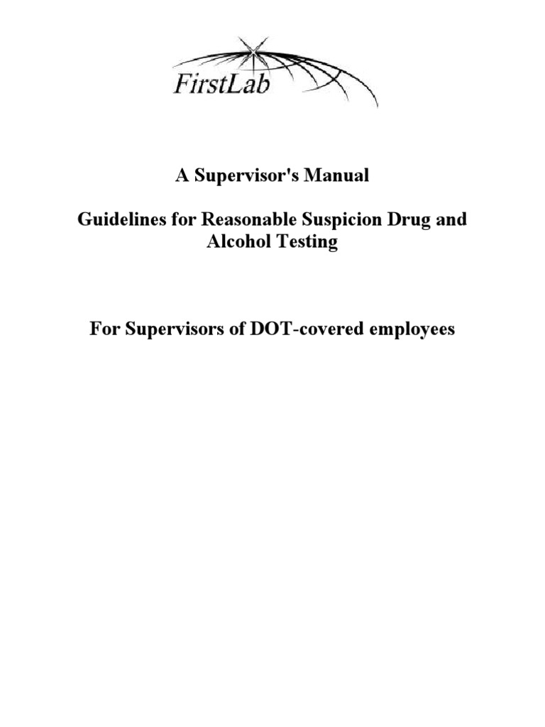 Reasonable Suspicion Drug Testing Supervisor Manual | PDF | Drug Test ...