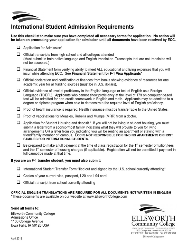 Admission Requirements Checklist Pdf Students Further Education