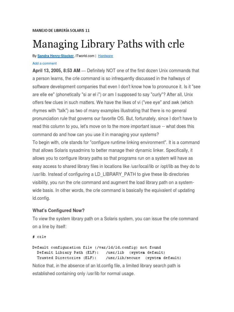 Manejo de Librería Solaris 11 | PDF | Library (Computing) | Superuser