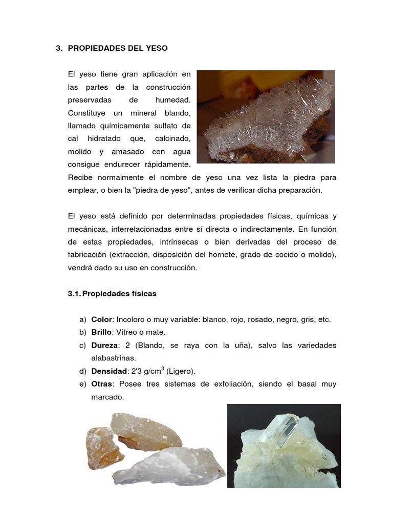 Propiedades Yeso | PDF | Yeso | Solubilidad