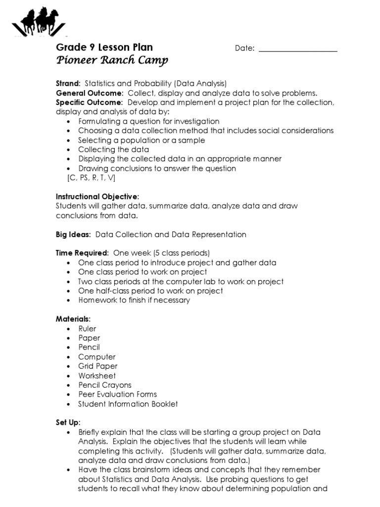 investigation lesson plan grade 8 | Data Analysis | Data