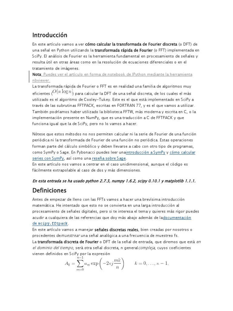 Pibonacy - Transformada de Fourier Discreta en Python Con SciPy | PDF | Conceptos matemáticos ...