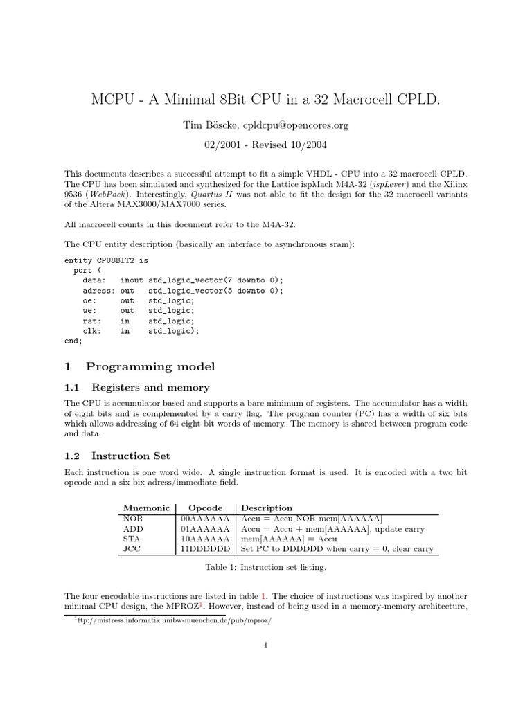 Mcpu | PDF | Instruction Set | Central Processing Unit