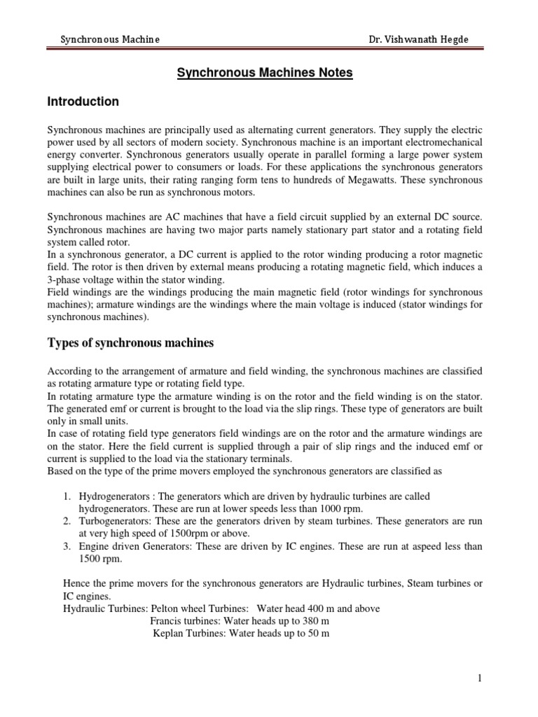 Synchronous Machines | PDF