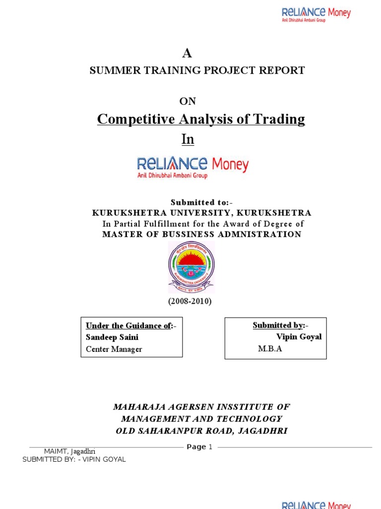 Project Report | PDF | Stocks | Securities (Finance)