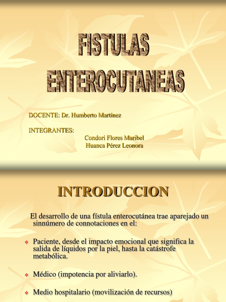 Fístulas Enterocutáneas: Diagnóstico y Tratamiento | PDF | Septicemia ...