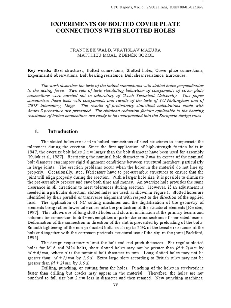 Bolted Cover Plate Connections Study | PDF | Screw | Strength Of Materials