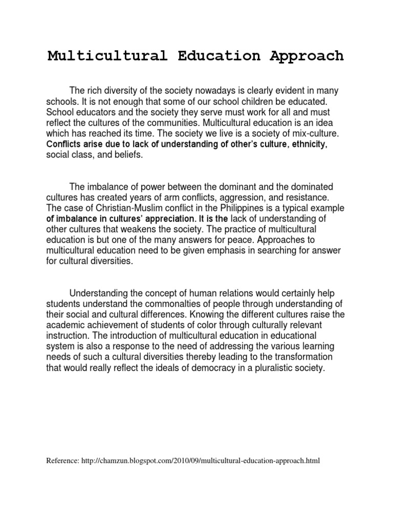 Multicultural Education Approach | PDF