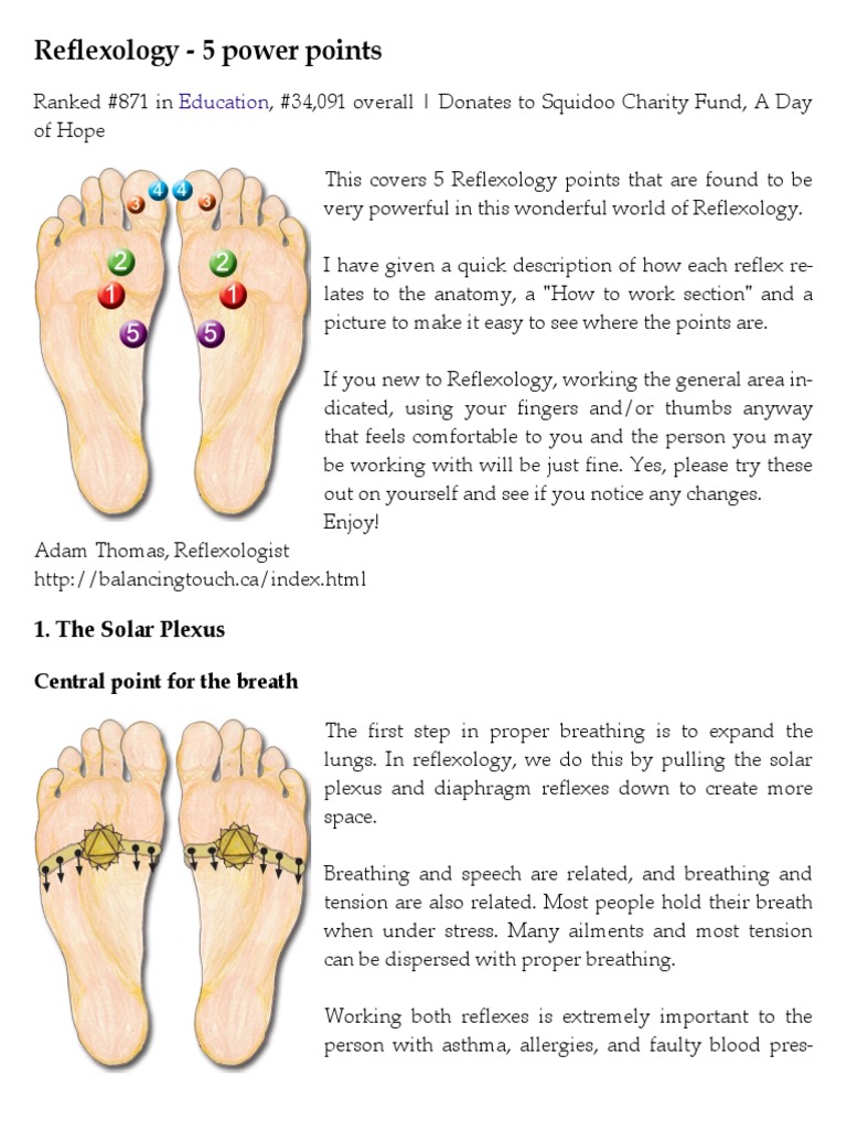 Reflexology - 5 Power Points | PDF | Breathing | Adrenal Gland