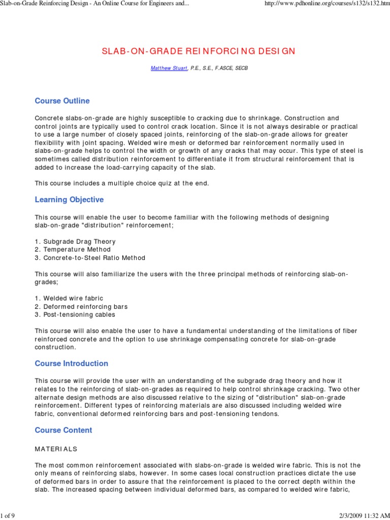 Slab-on-Grade Reinforcement Design Guide | PDF | Prestressed Concrete ...
