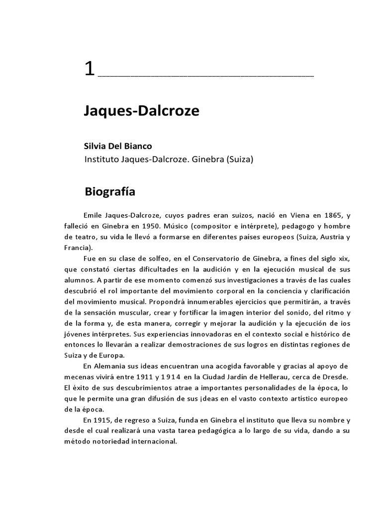 Euritmia de Dalcroze | PDF | Improvisación | Ritmo