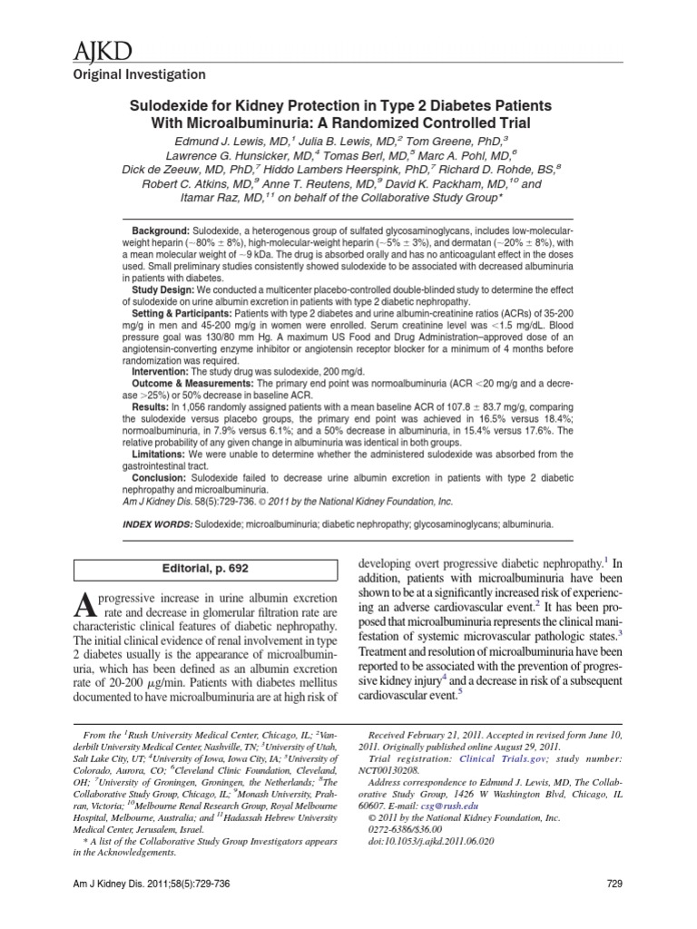 Sulodexide for Kidney Protection in Type 2 Diabetes Patients | Renal ...