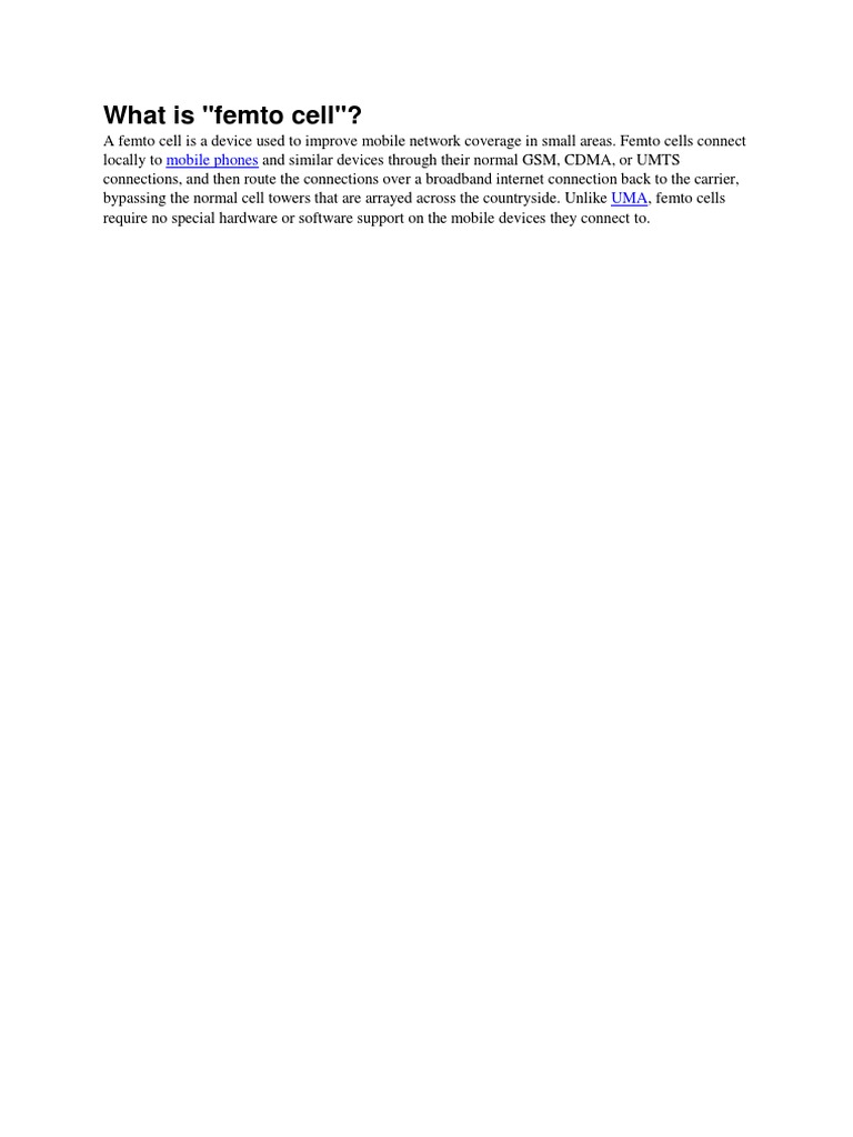Femto Cells: Boosting Mobile Coverage | PDF