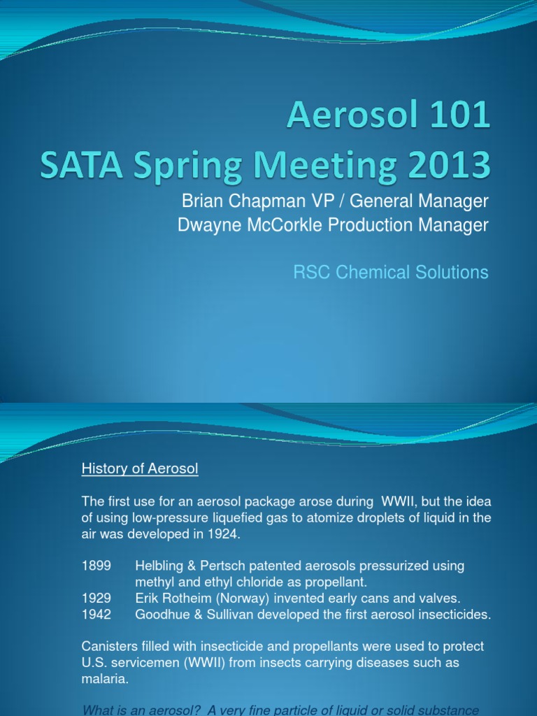 History and Process of Aerosol Manufacturing | PDF | Chemistry ...
