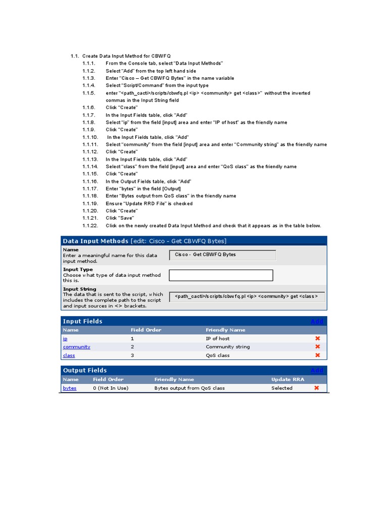 Create CBWFQ Data Input Method | PDF