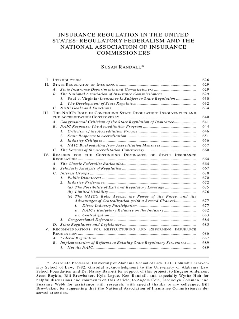 Insurance Regulation in The US Law Review | PDF | U.S. State | Insurance