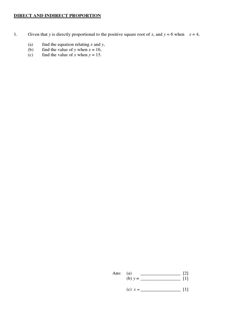 Direct and Indirect Proportion | PDF | Speed | Mechanical Engineering