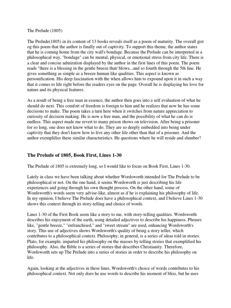 Prelude | PDF | Poetry | William Wordsworth