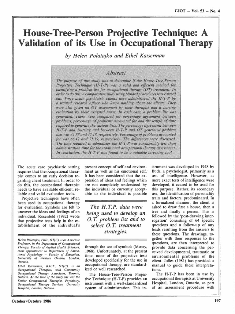 House-Tree-Person Projective Technique A Validation of Its Use in ...