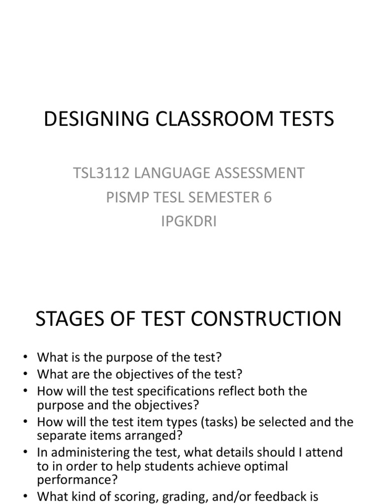 Designing Classroom Tests | PDF | Test (Assessment) | Educational ...