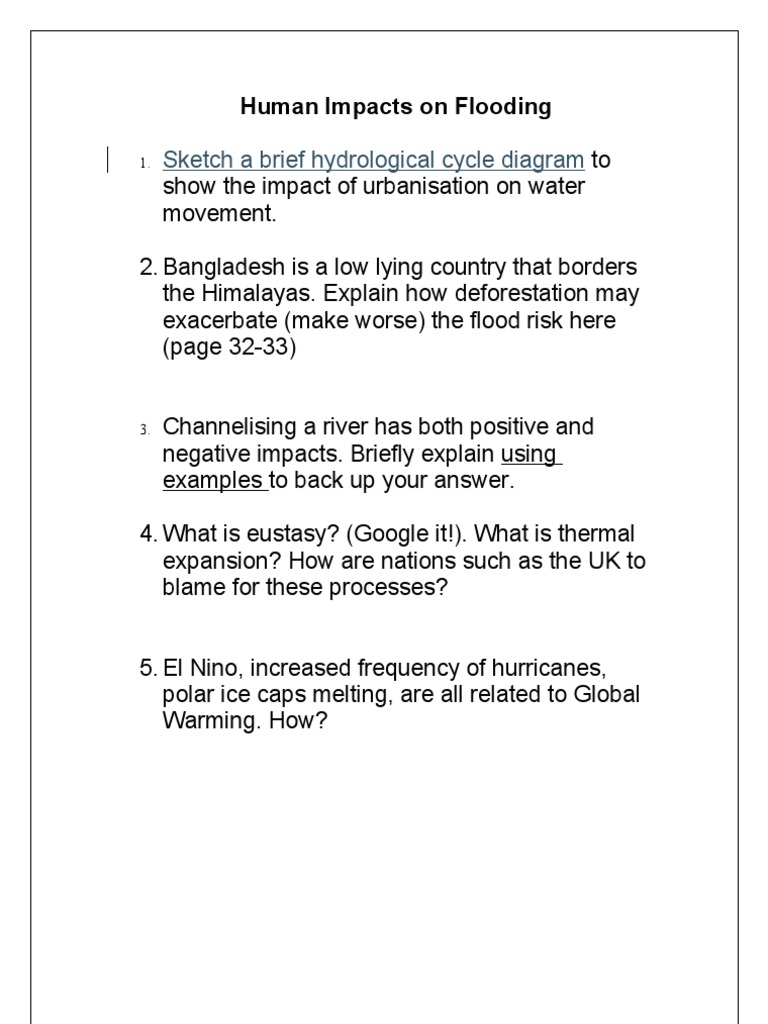 Human Impacts on Flooding Explained | PDF