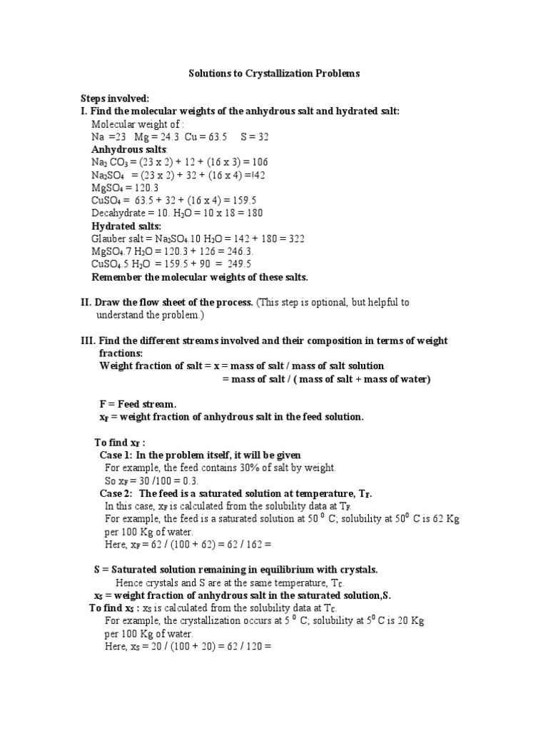 Solutions To Crystallization Problems | PDF | Applied And Interdisciplinary Physics | Chemistry