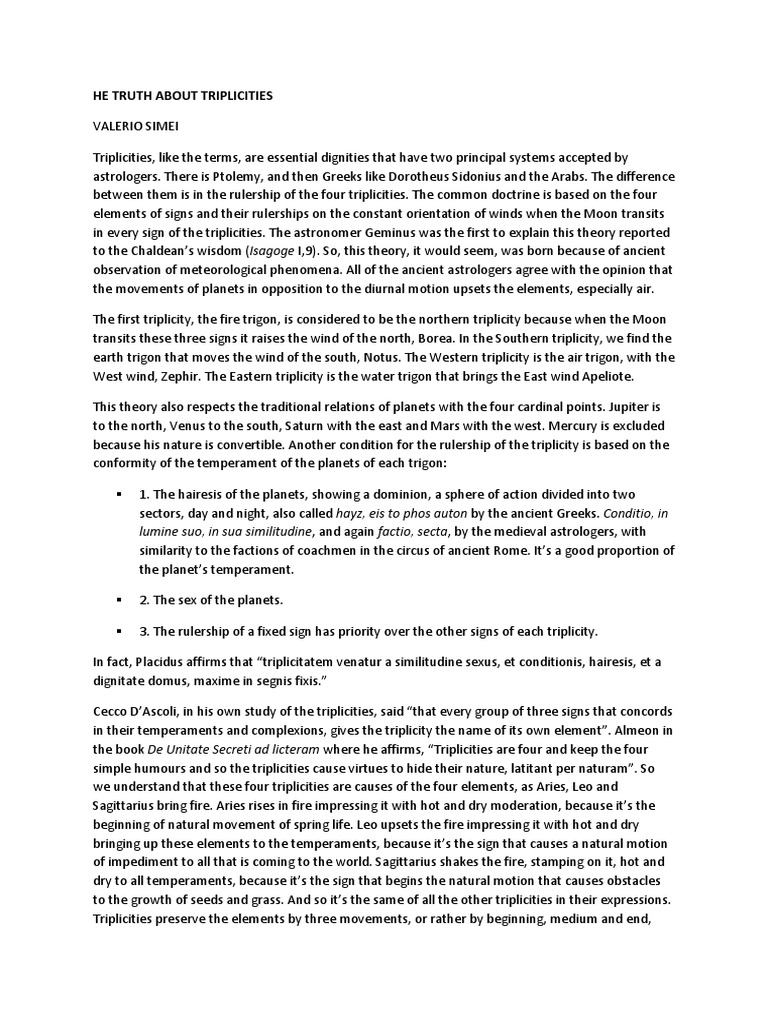 The Truth About Triplicities | PDF | Astrological Sign | New Age Practices