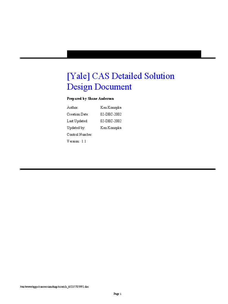(Yale) CAS Detailed Solution Design Document | PDF | Oracle Database ...
