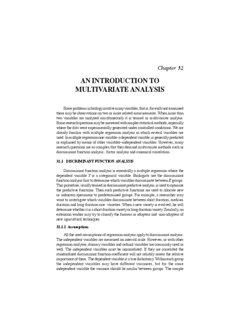 An Introduction To Multivariate Analysis | Download Free PDF | Factor ...
