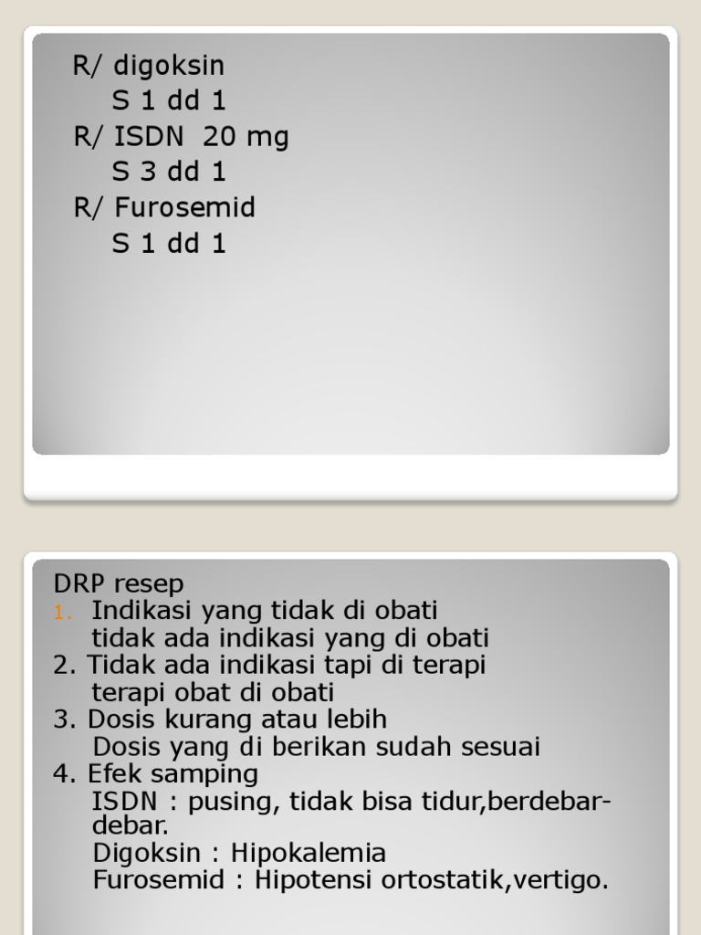 Efek Samping & Interaksi Obat Digoksin, ISDN, Furosemid | PDF