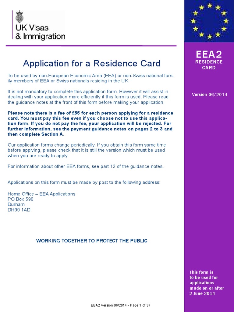 EEA 2 Residence Card 06-14 | PDF | Payments | Cheque
