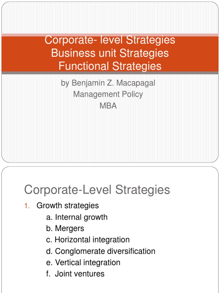 Corporate-Level Strategy Guide | PDF | Conglomerate (Company ...