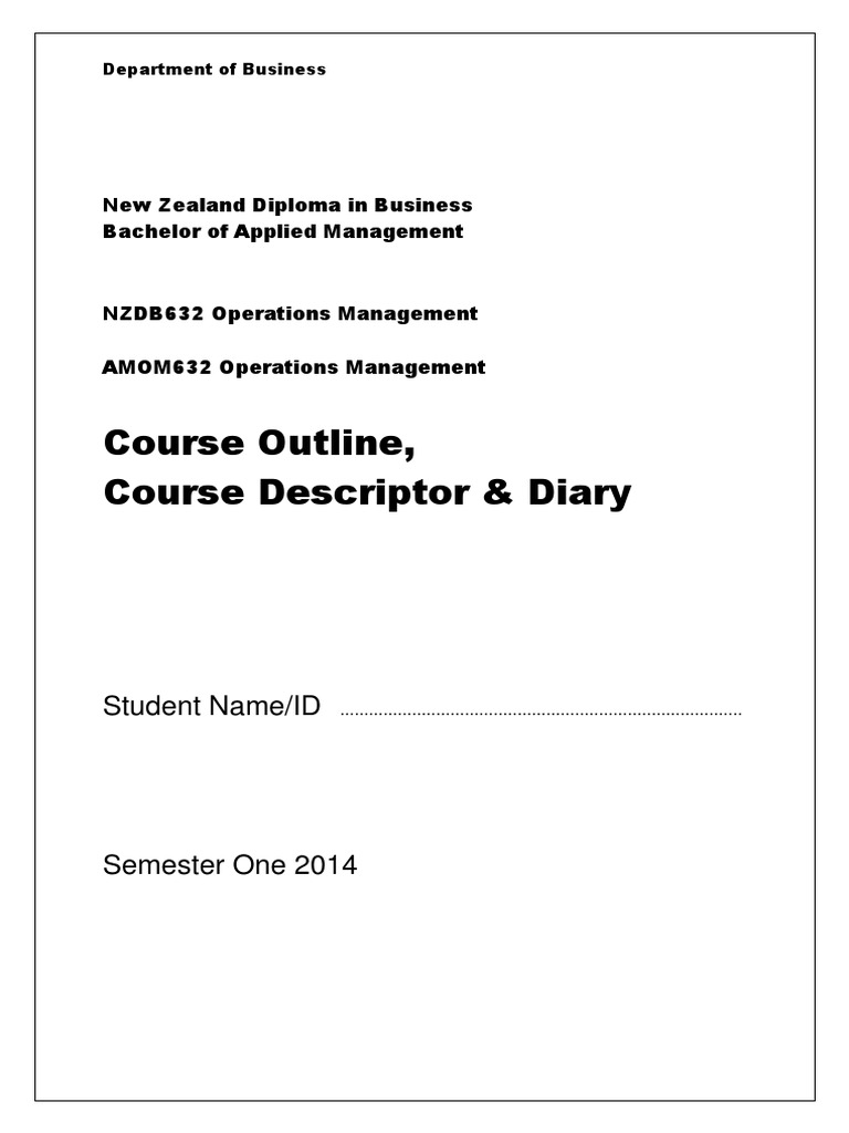 Course Outline Operation and Project Management | PDF | Quality ...