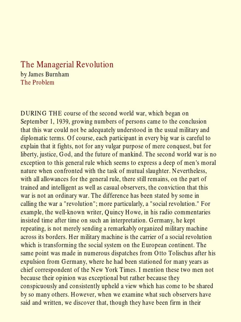 The Managerial Revolution - James Burnham (1941) | PDF | Capitalism ...