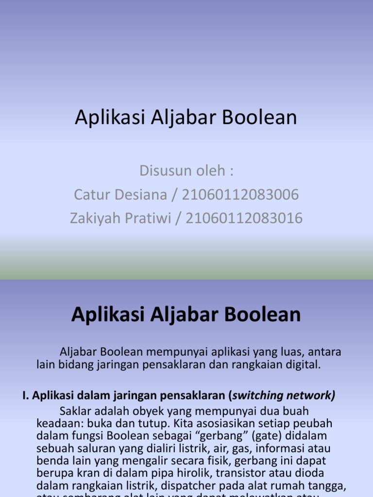 Aplikasi Aljabar Boolean | PDF | Metode & Bahan Ajar
