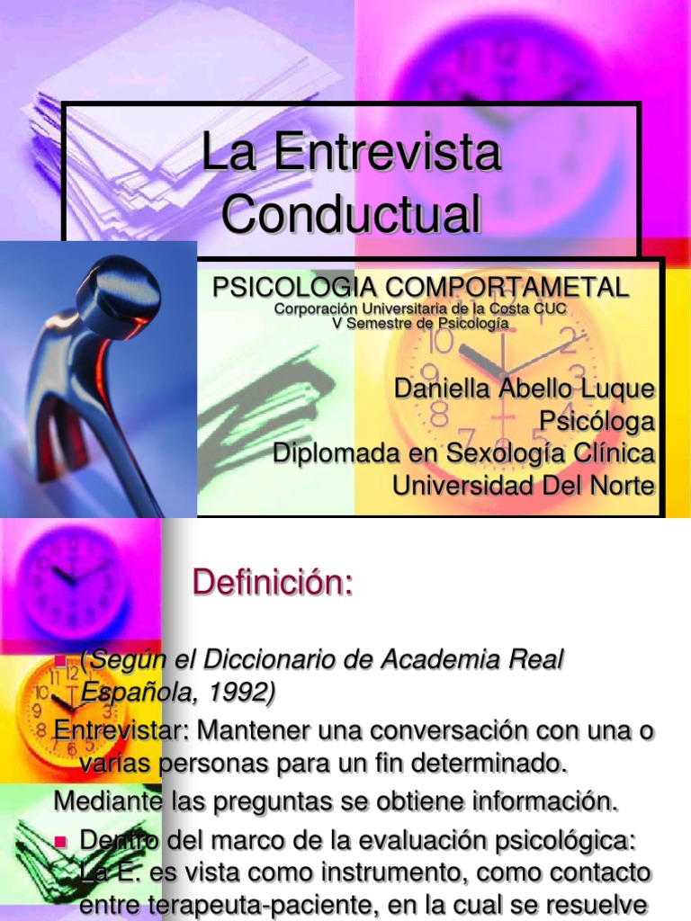 La Entrevista Conductual - PPT Tema 3 | PDF | Terapia cognitiva ...