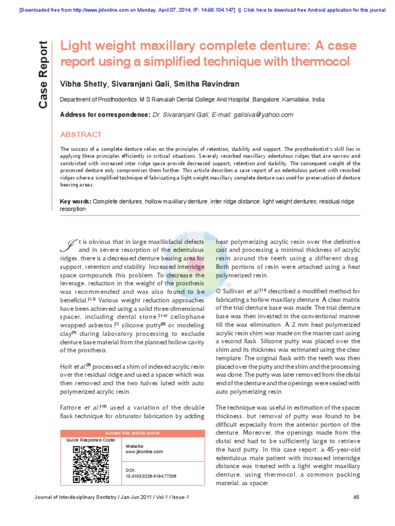 Excessive Inter Ridge Space Case | PDF | Dentures | Mouth