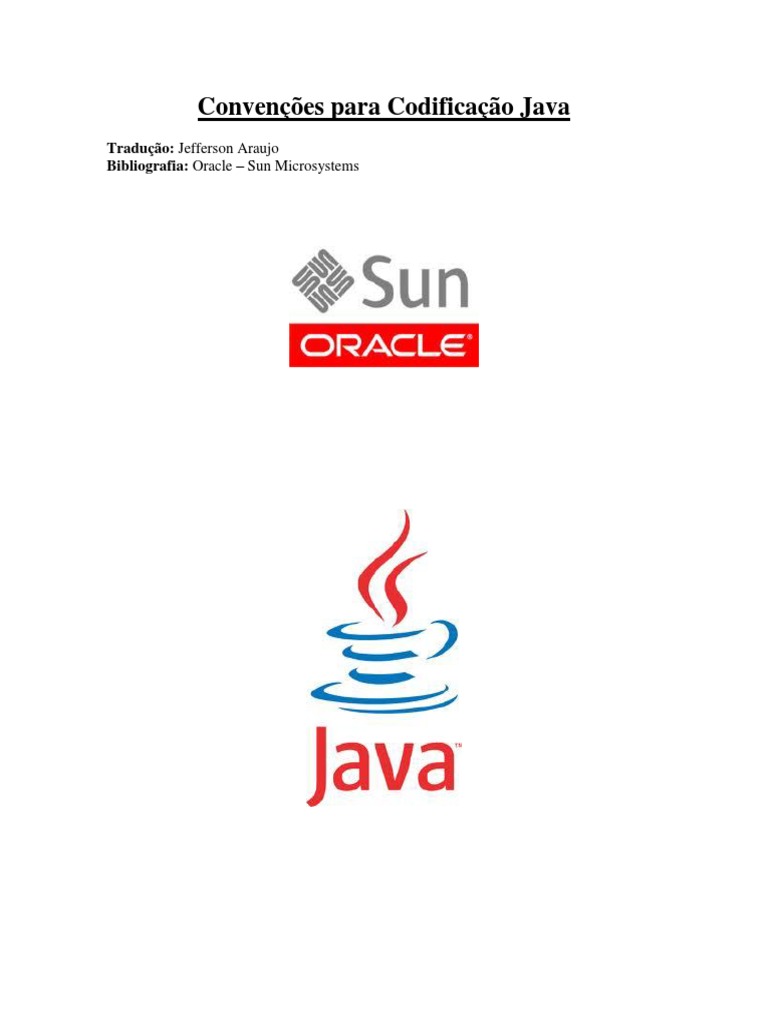 Code Conventions Java Oracle Portugues Download Grátis Pdf Classe Programação De