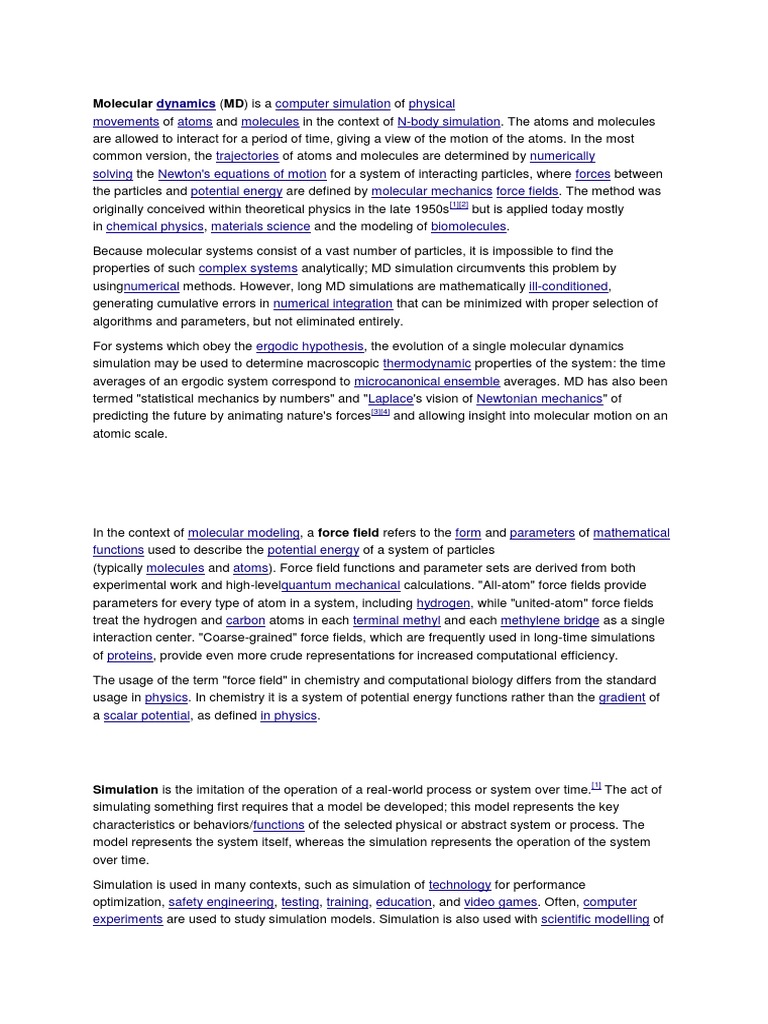 Simulation | PDF | Force Field (Chemistry) | Molecular Dynamics